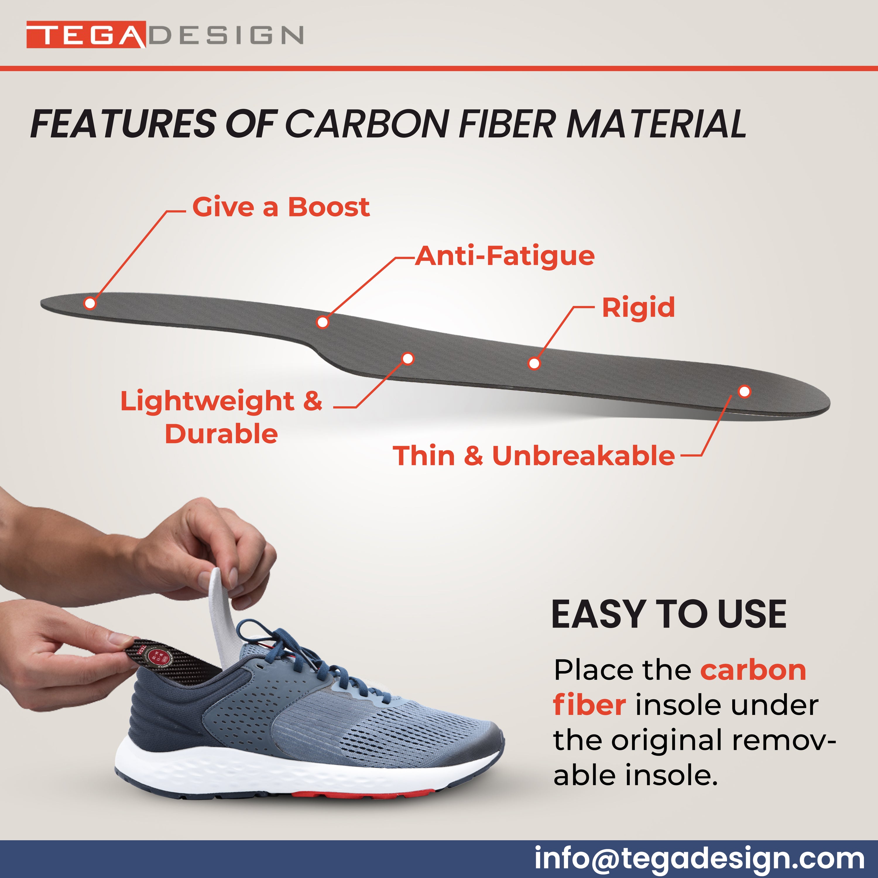 Morton’s Extension Orthotic Carbon Fiber Insole - Tega Design